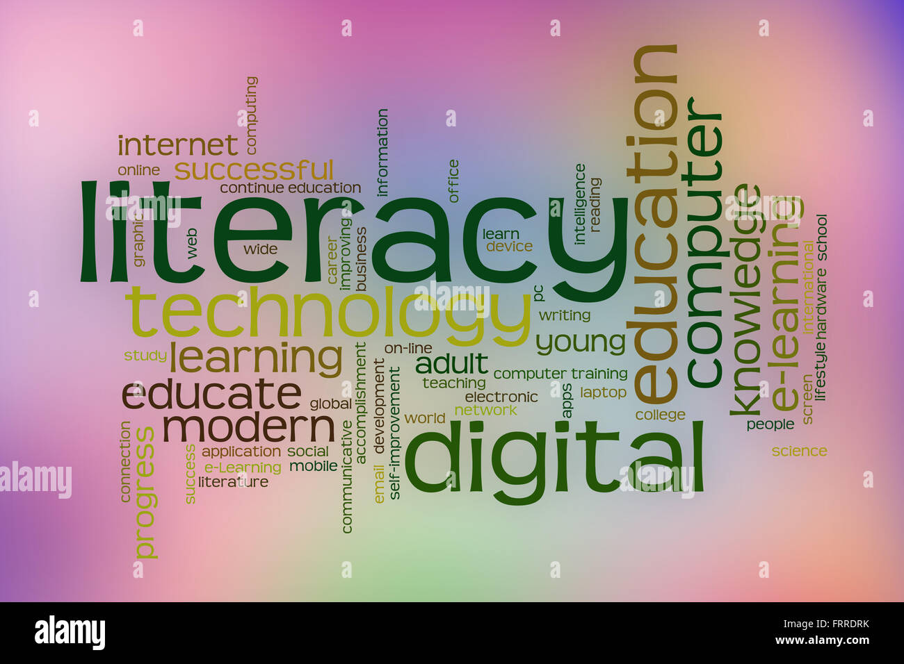 Digital literacy word cloud concept with abstract background Stock ...