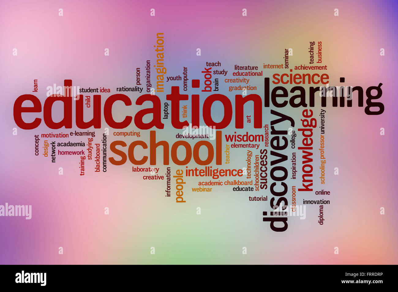 Education word cloud concept with abstract background Stock Photo - Alamy