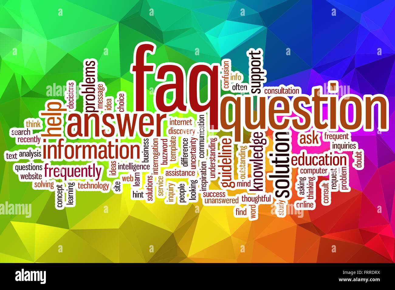 FAQ word cloud concept with abstract background Stock Photo - Alamy