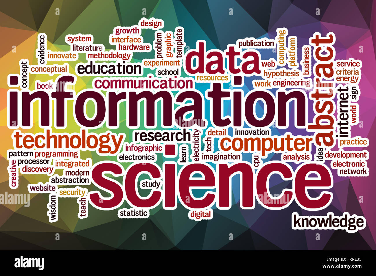 Information science word cloud concept with abstract background Stock ...