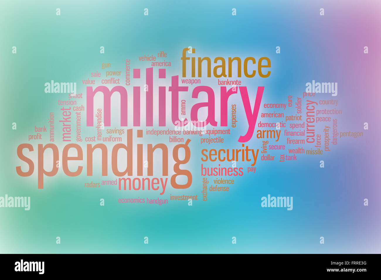 Military spending word cloud concept with abstract background Stock ...