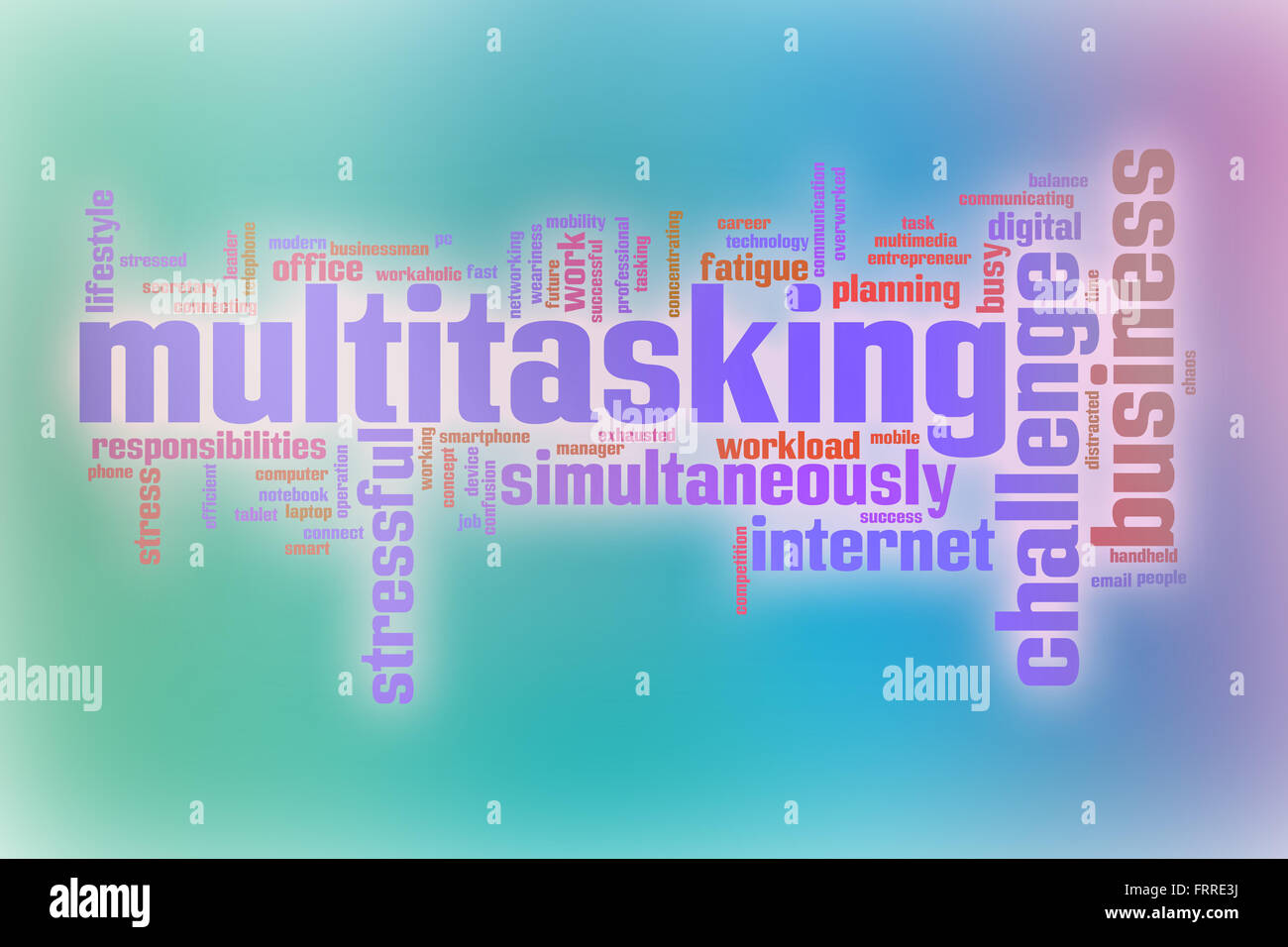 Multitasking word cloud concept with abstract background Stock Photo ...