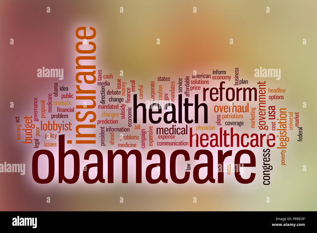 Obamacare word cloud concept with abstract background Stock Photo - Alamy