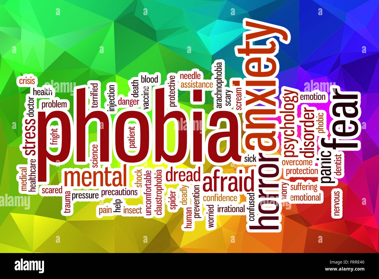 Phobia word cloud concept with abstract background Stock Photo - Alamy