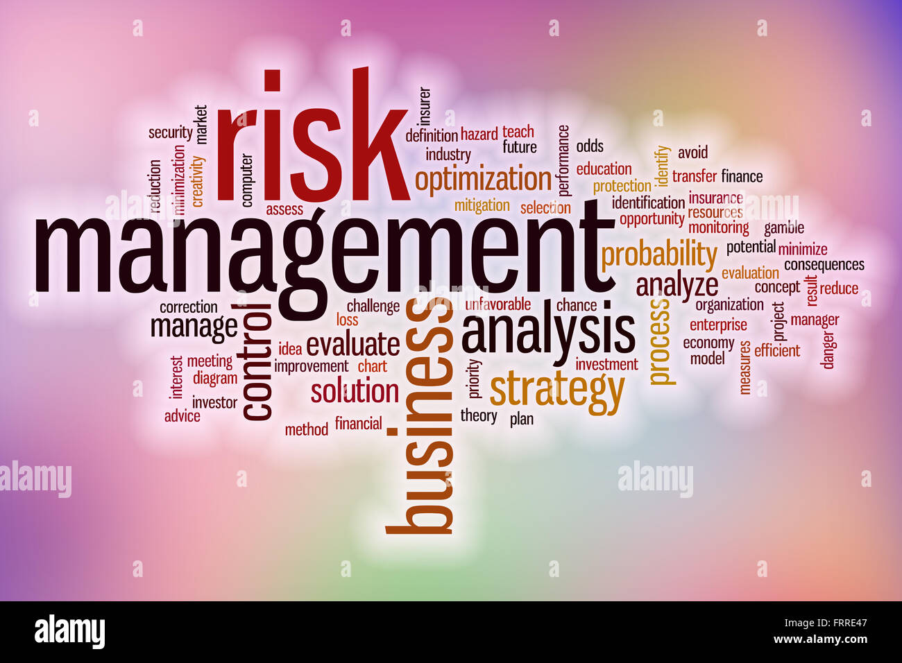 Risk management word cloud concept with abstract background Stock Photo ...