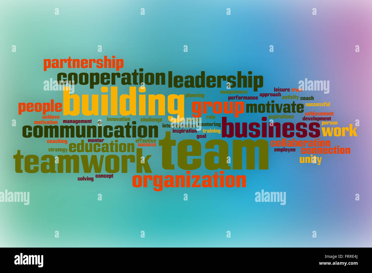 Team building word cloud concept with abstract background Stock Photo ...