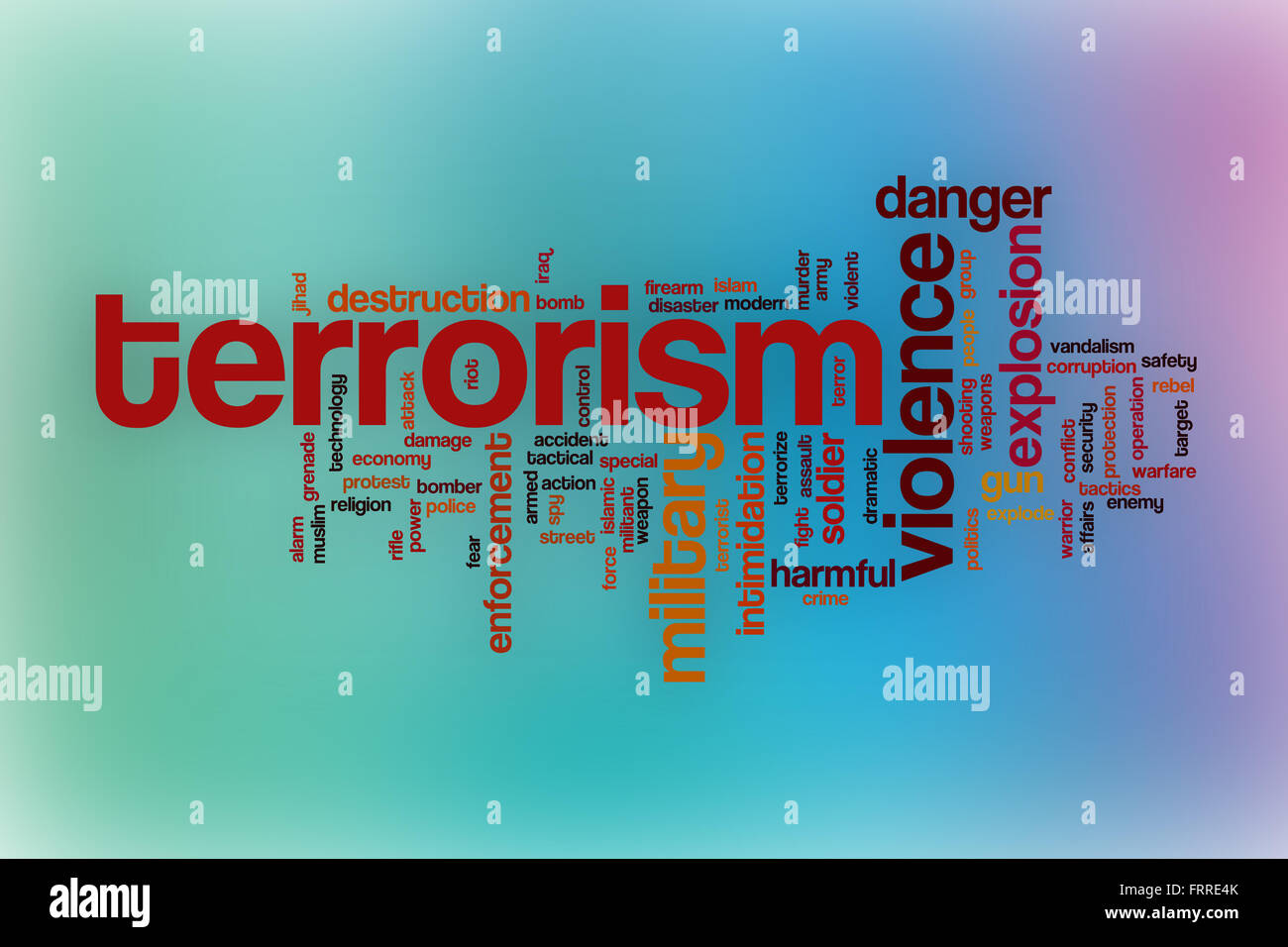 Terrorism word cloud concept with abstract background Stock Photo - Alamy