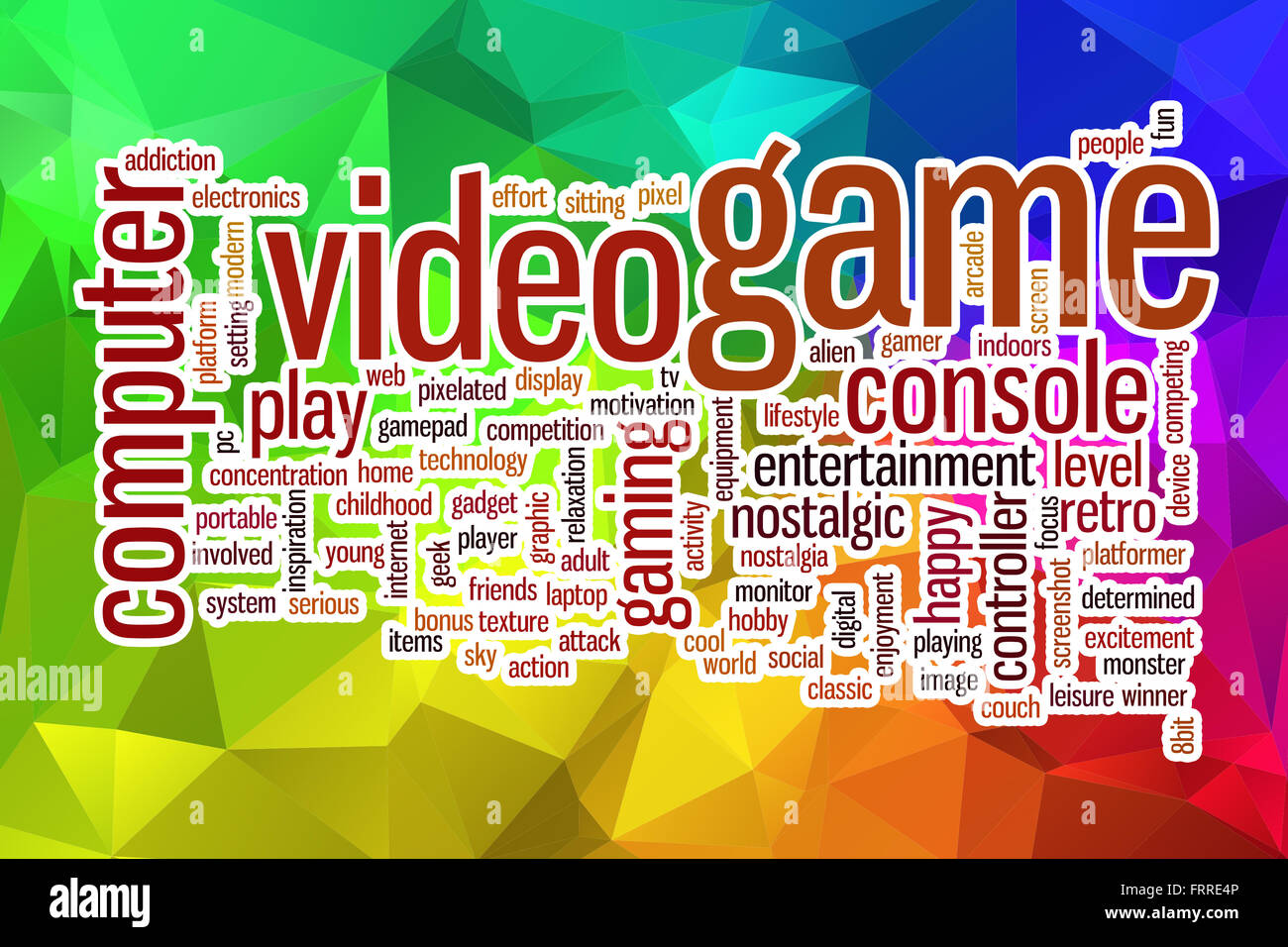 Video game word cloud concept with abstract background Stock Photo - Alamy