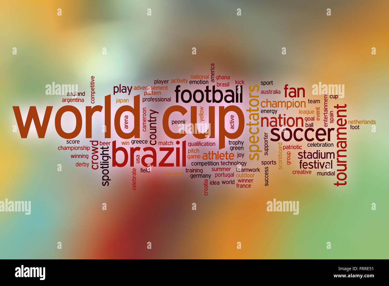 World cup word cloud concept with abstract background Stock Photo - Alamy
