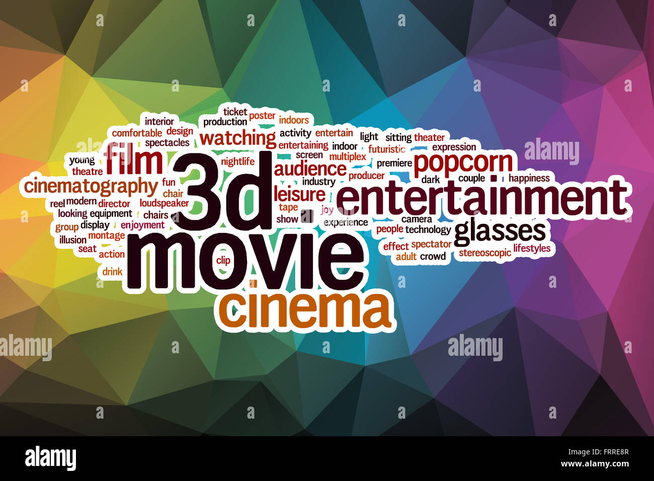 3d movie word cloud concept with abstract background Stock Photo - Alamy