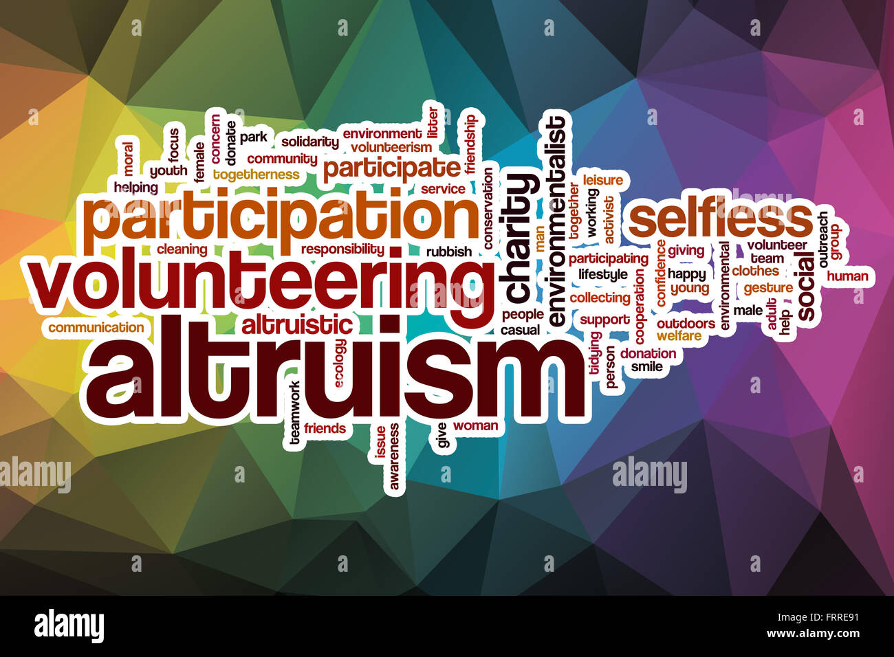 Altruism word cloud concept with abstract background Stock Photo - Alamy