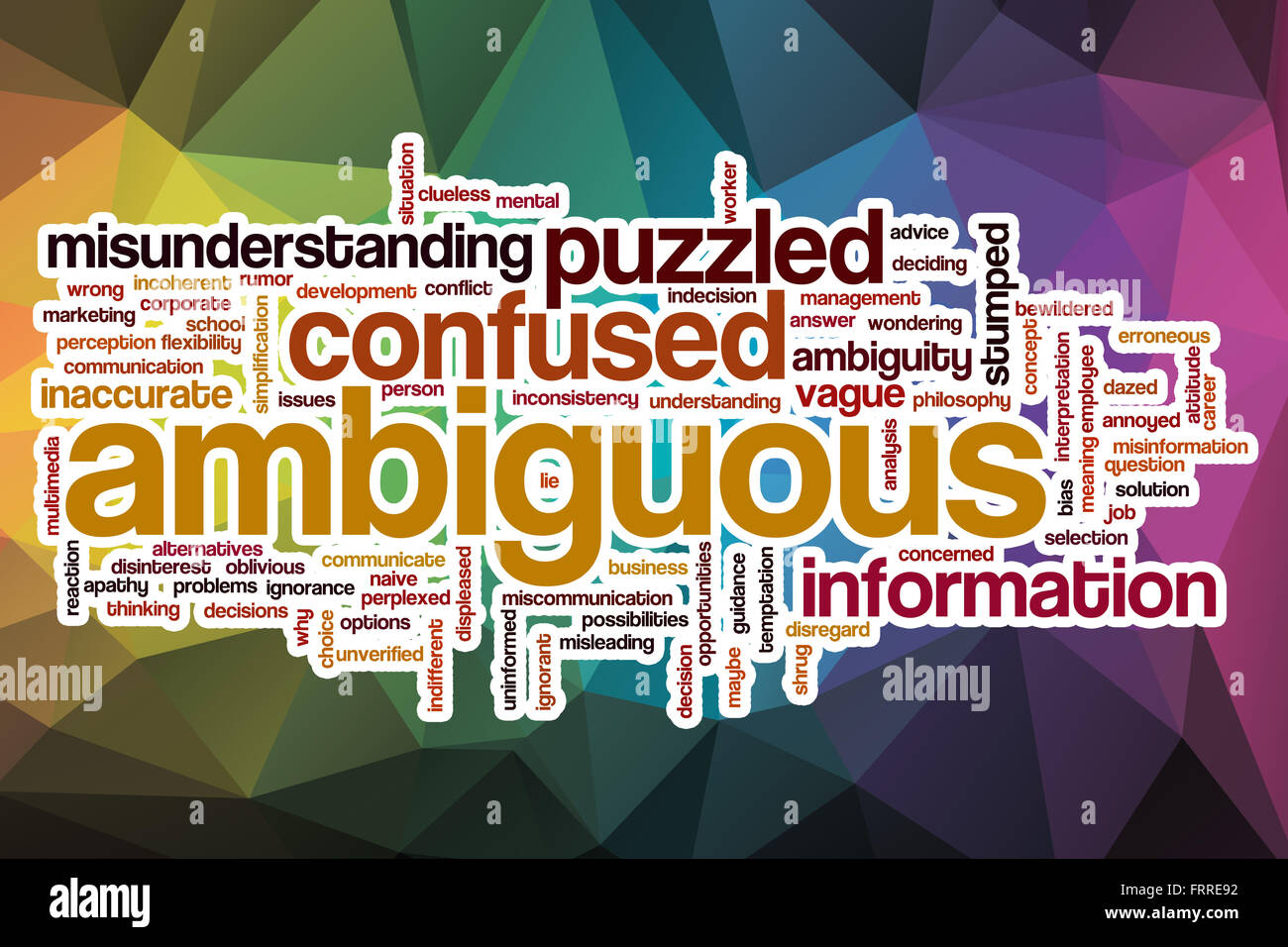 Ambiguous word cloud concept with abstract background Stock Photo - Alamy