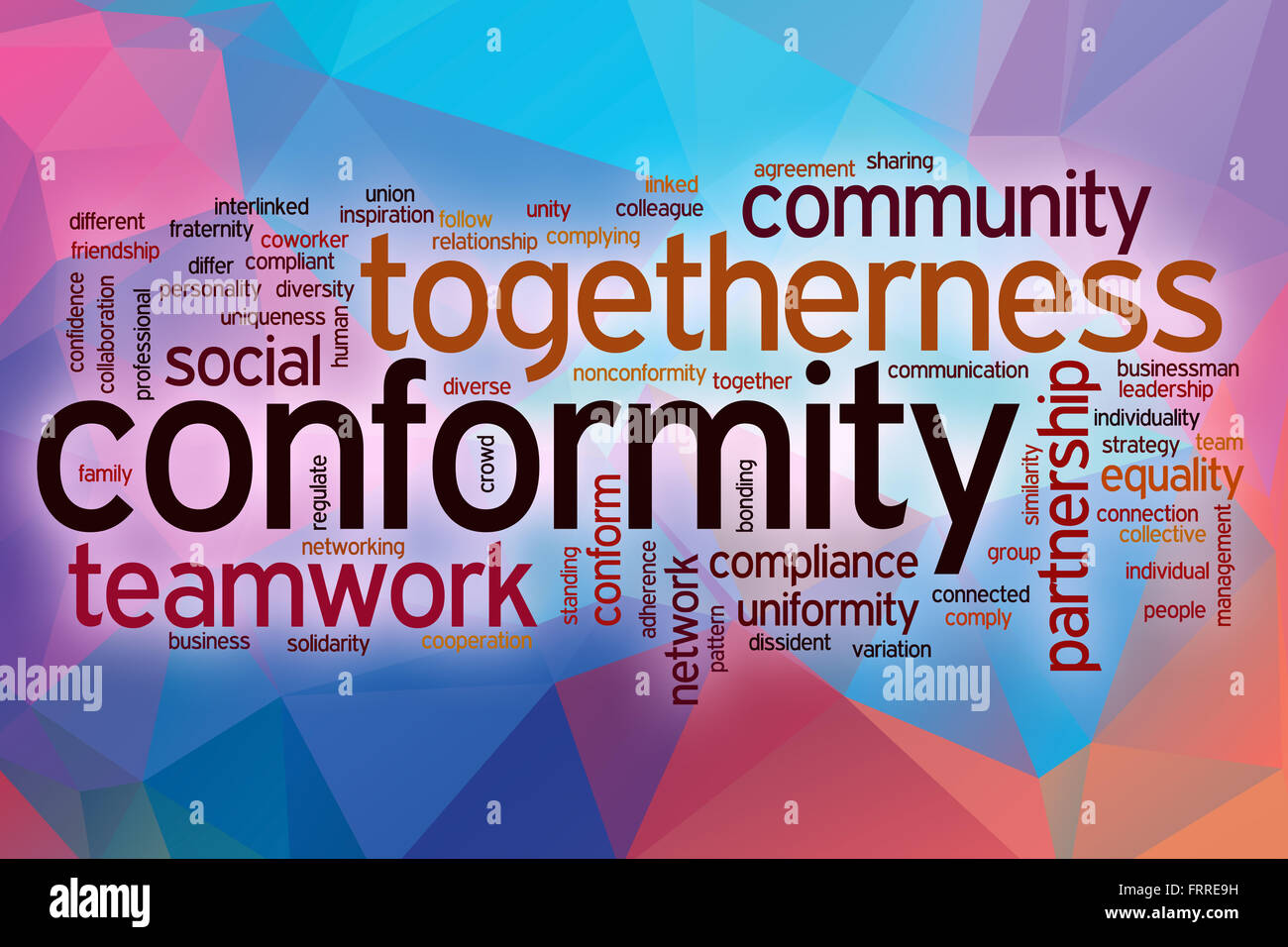 Conformity word cloud concept with abstract background Stock Photo - Alamy