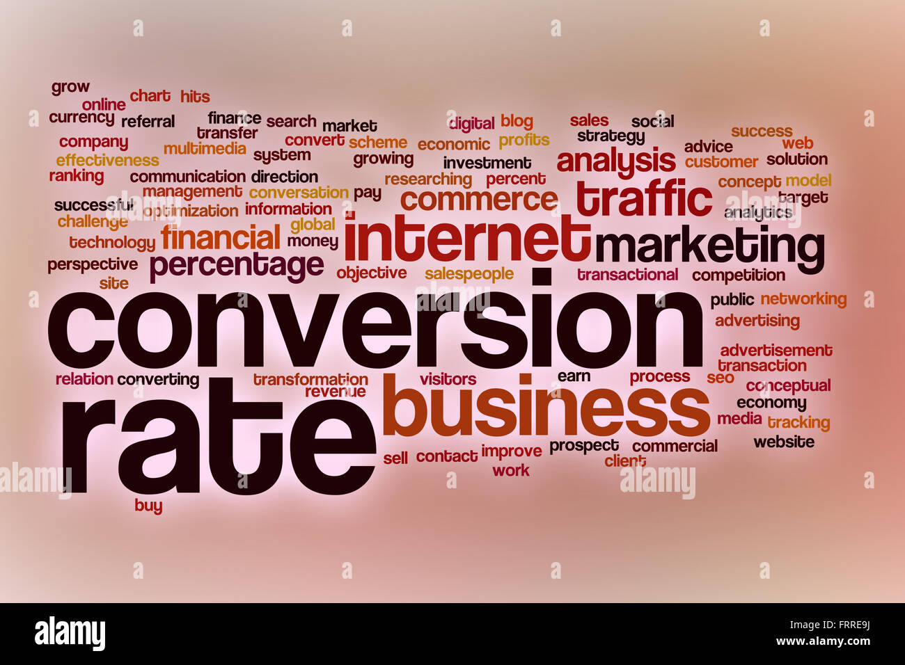 Conversion rate word cloud concept with abstract background Stock Photo ...