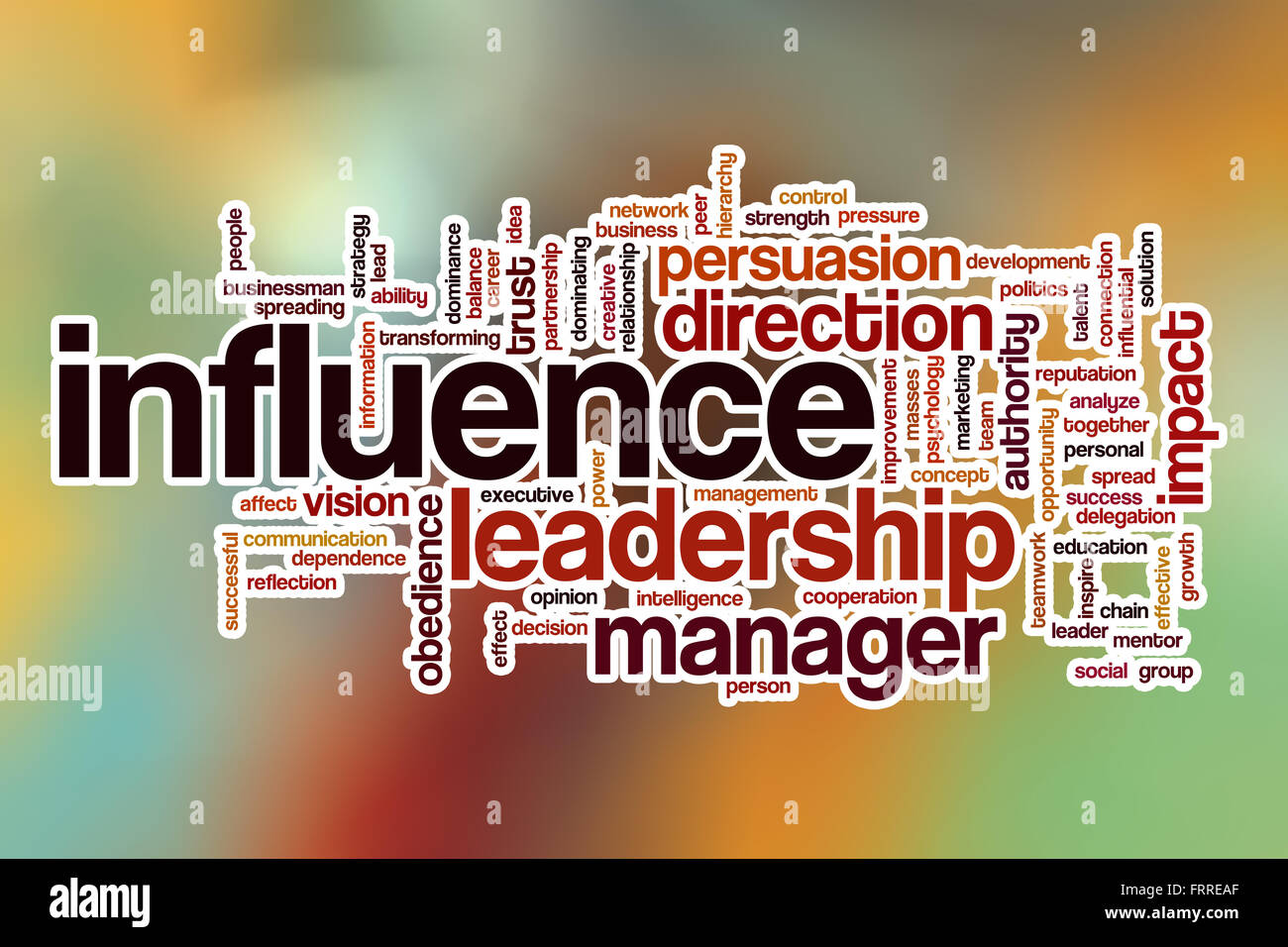 Influence word cloud concept with abstract background Stock Photo - Alamy