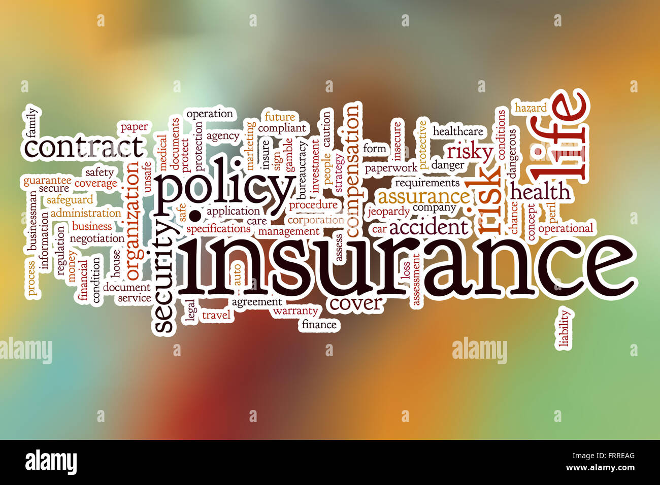 Insurance word cloud concept with abstract background Stock Photo - Alamy