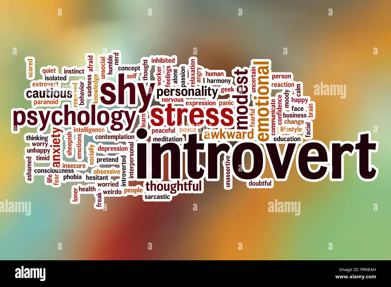 Introvert word cloud concept with abstract background Stock Photo - Alamy