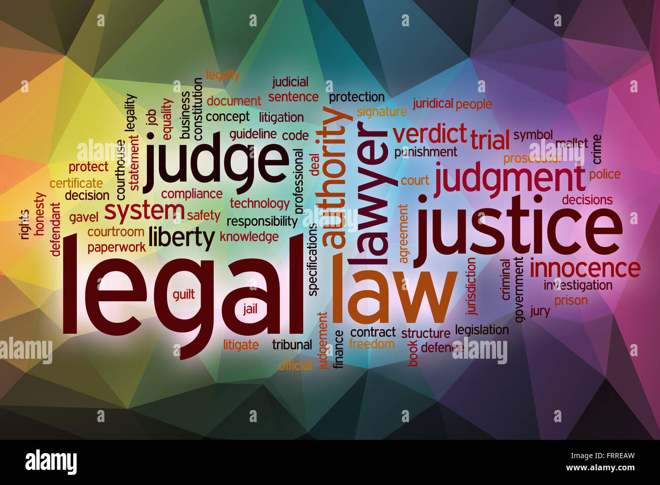 Legal word cloud concept with abstract background Stock Photo - Alamy