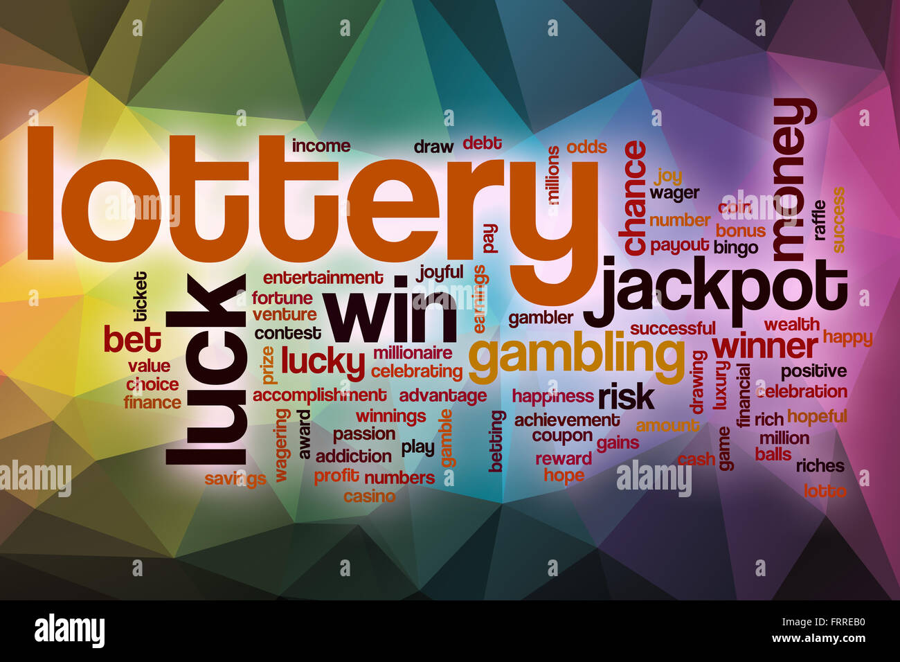 Lottery word cloud concept with abstract background Stock Photo - Alamy