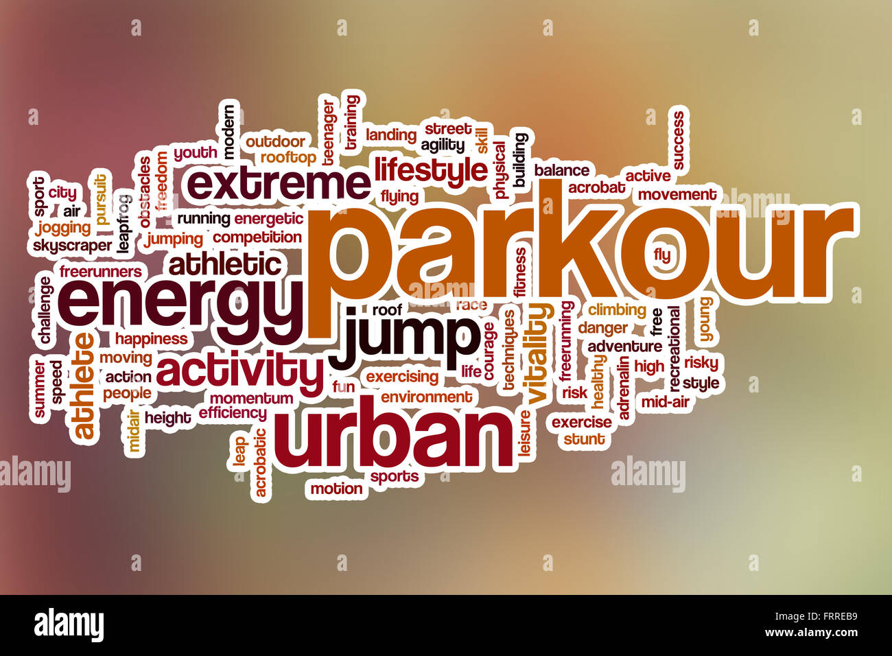 Parkour word cloud concept with abstract background Stock Photo - Alamy