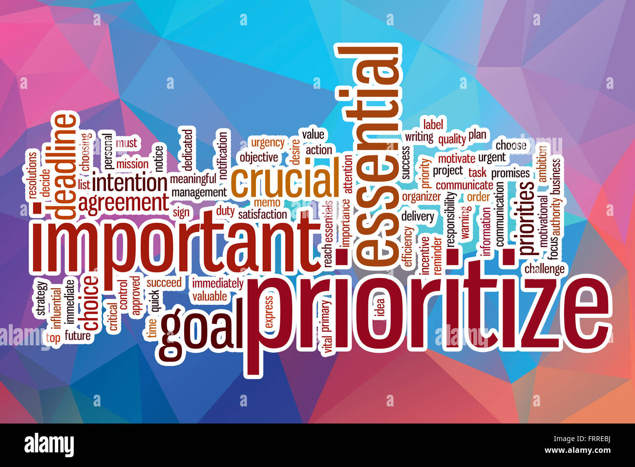 Prioritize word cloud concept with abstract background Stock Photo - Alamy