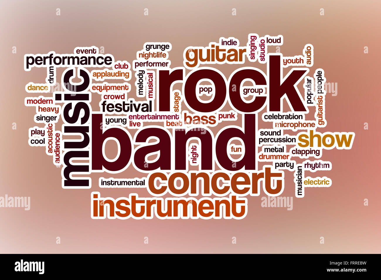 Rock band word cloud concept with abstract background Stock Photo - Alamy