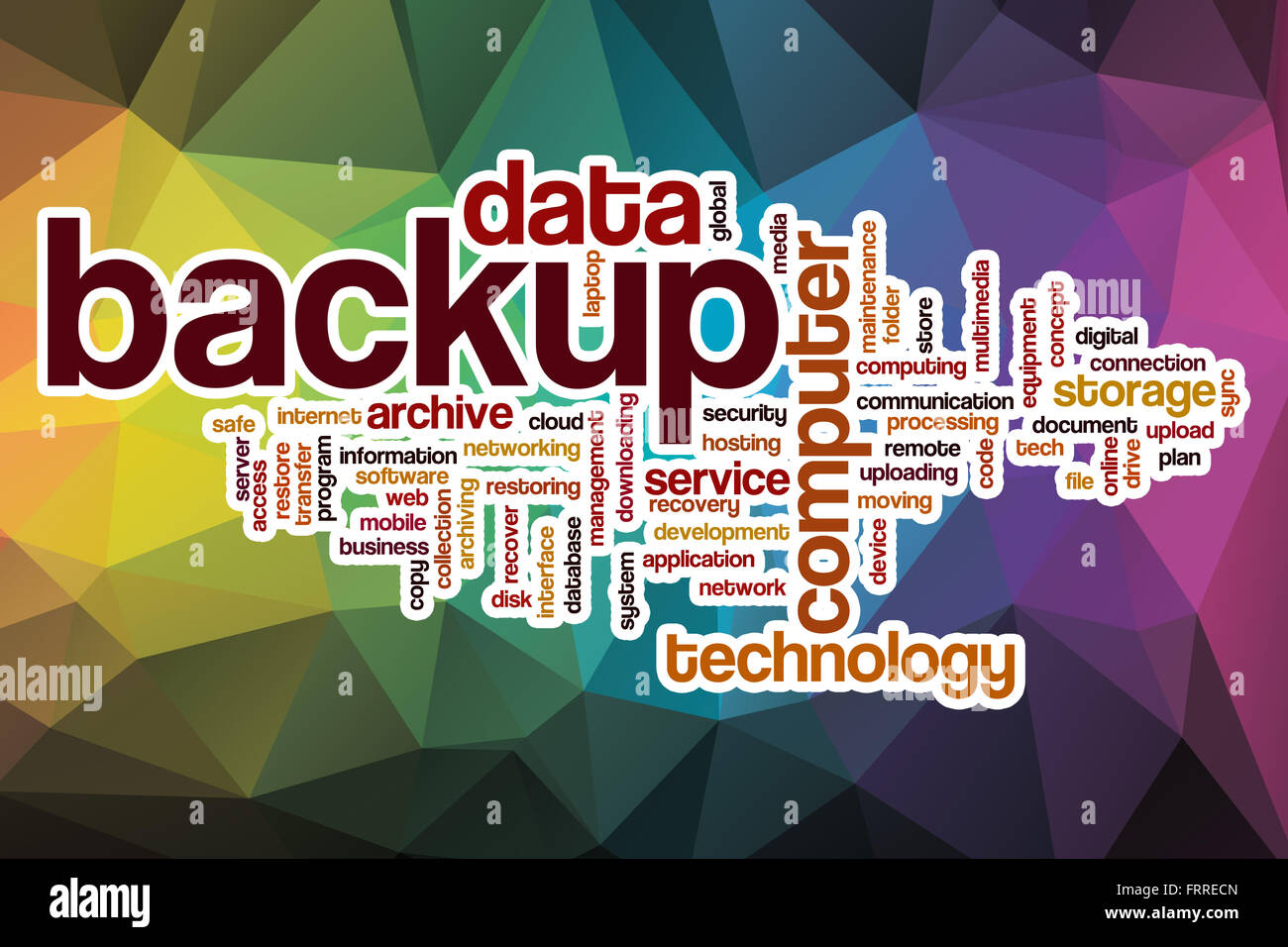 Backup word cloud concept with abstract background Stock Photo - Alamy