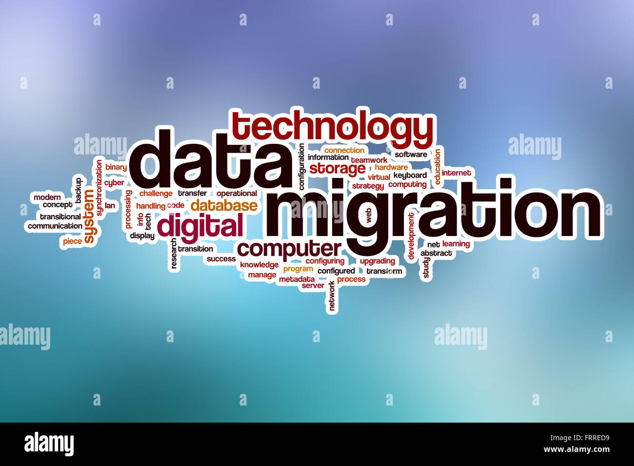 Data migration word cloud concept with abstract background Stock Photo ...