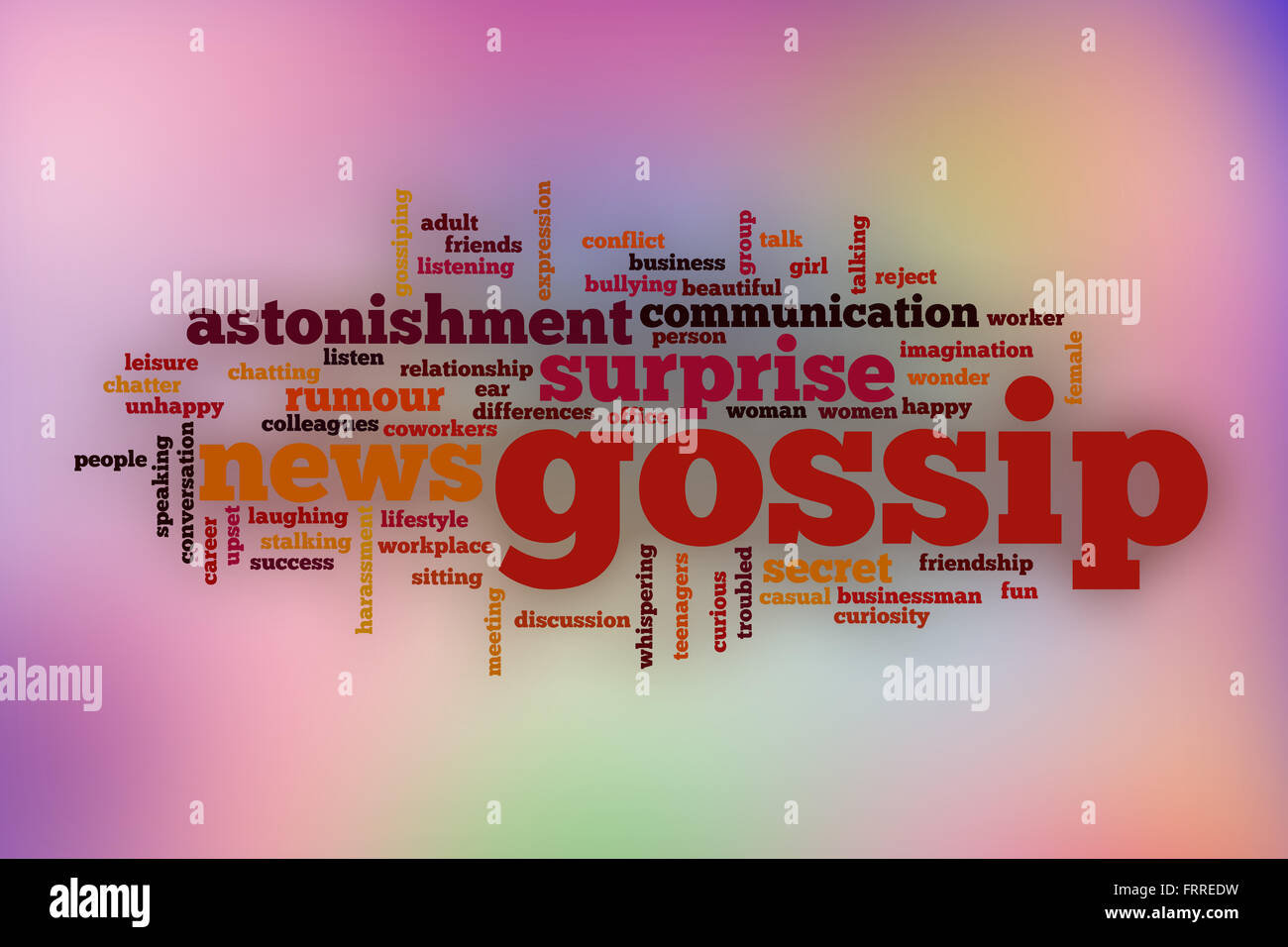 Gossip word cloud concept with abstract background Stock Photo - Alamy