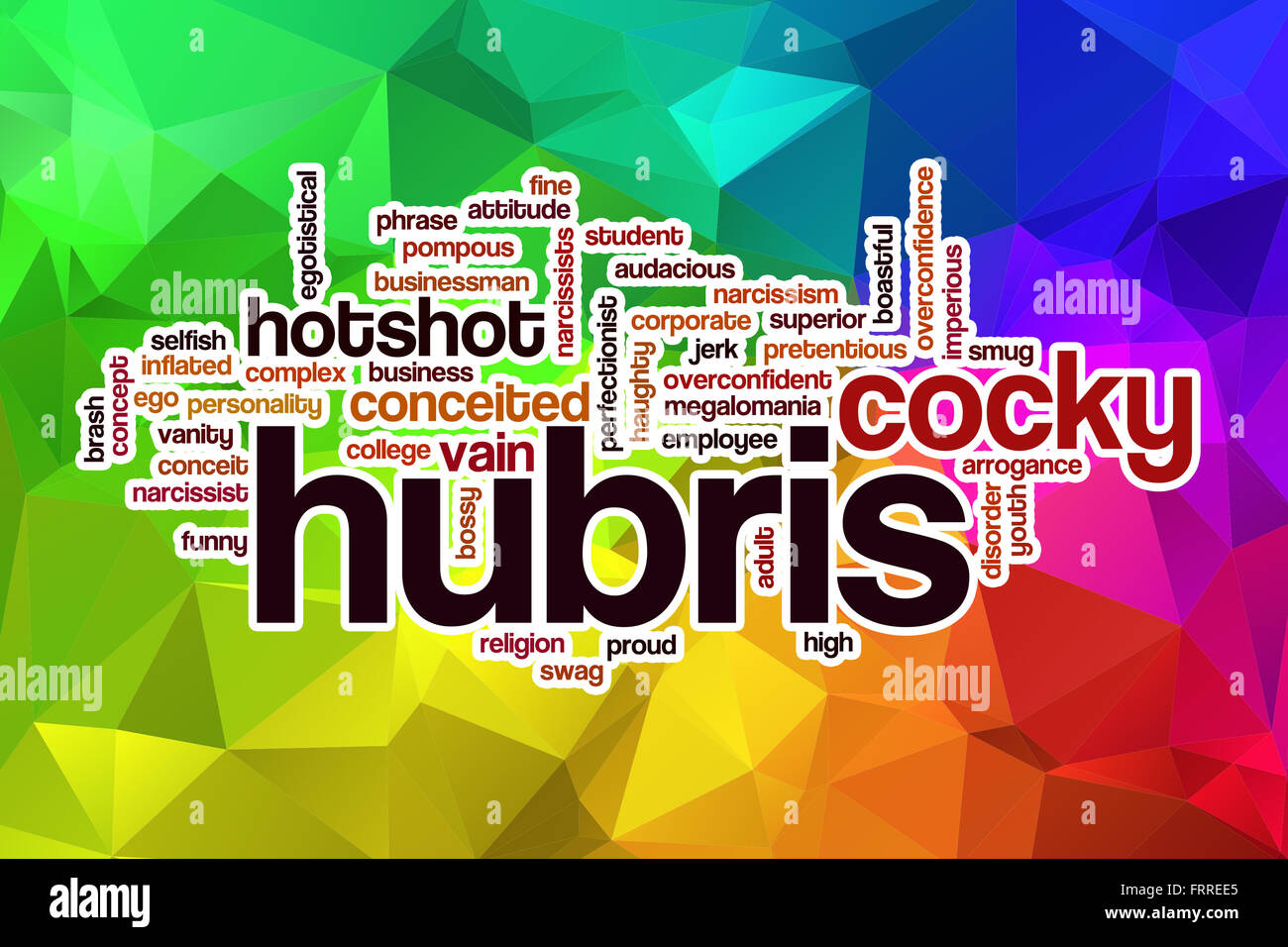 Hubris word cloud concept with abstract background Stock Photo - Alamy
