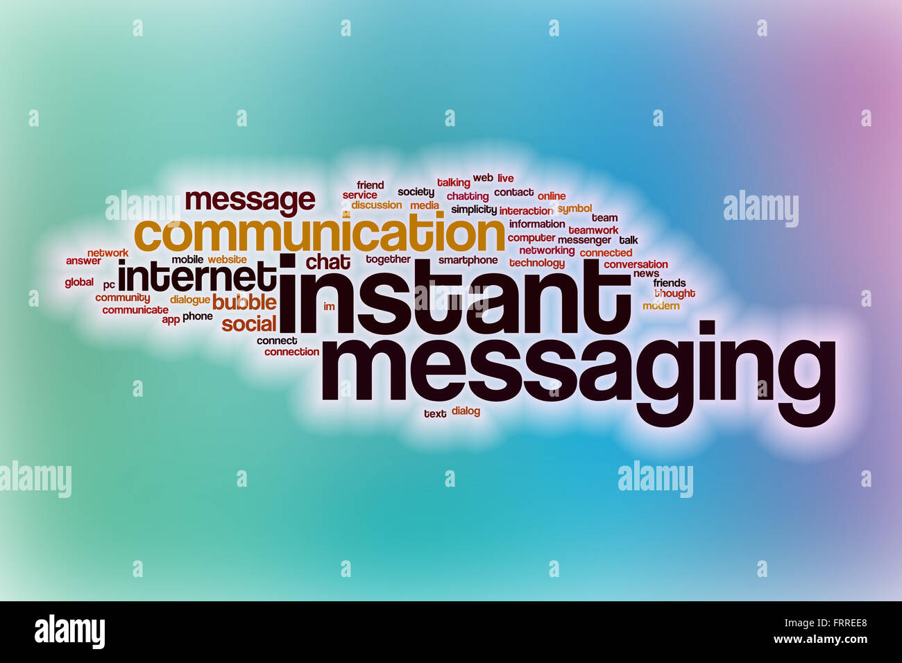 Instant messaging word cloud concept with abstract background Stock ...