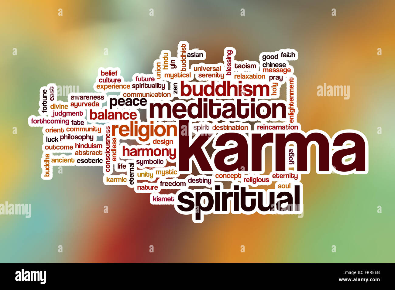Karma word cloud concept with abstract background Stock Photo - Alamy