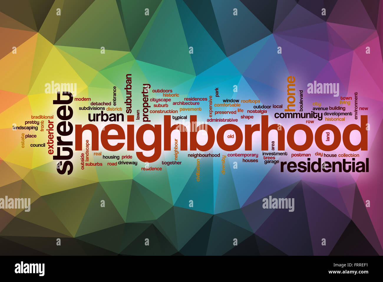 Neighborhood word cloud concept with abstract background Stock Photo ...