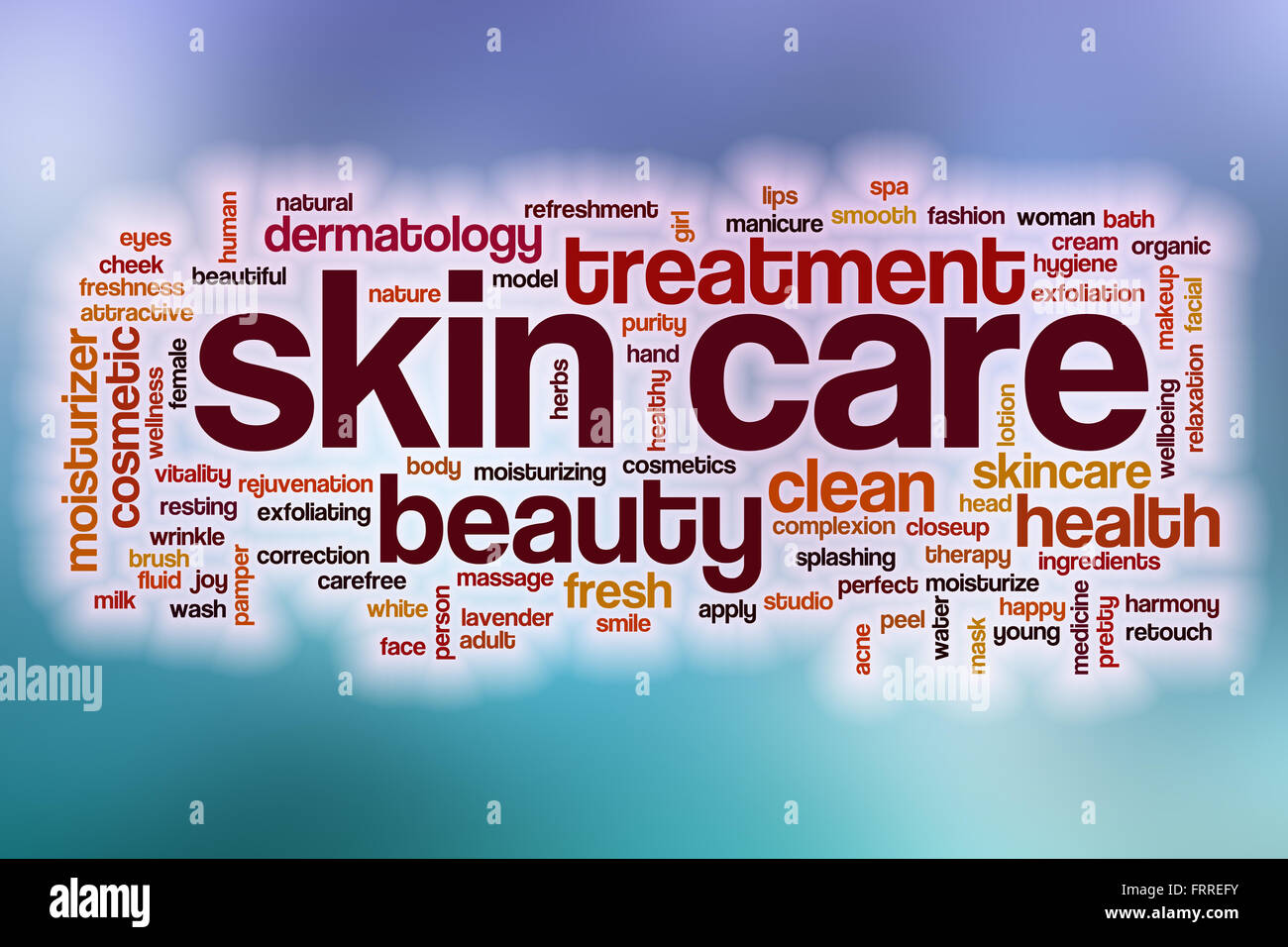 Skin care word cloud concept with abstract background Stock Photo - Alamy