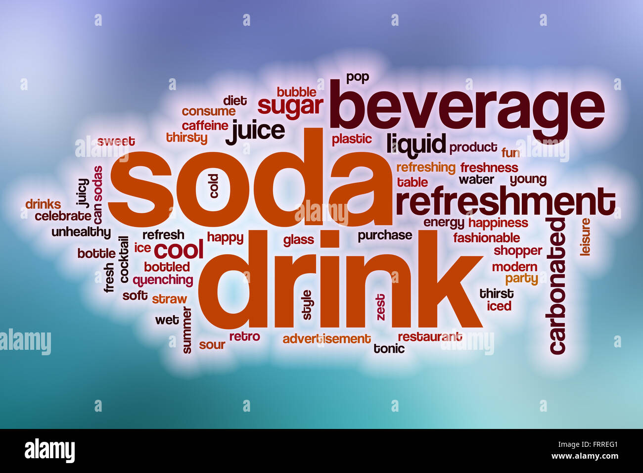 Soda drink word cloud concept with abstract background Stock Photo - Alamy