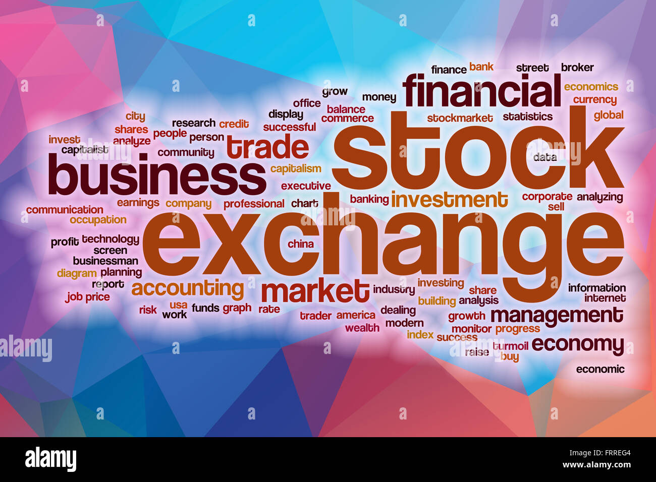 Stock exchange word cloud concept with abstract background Stock Photo ...