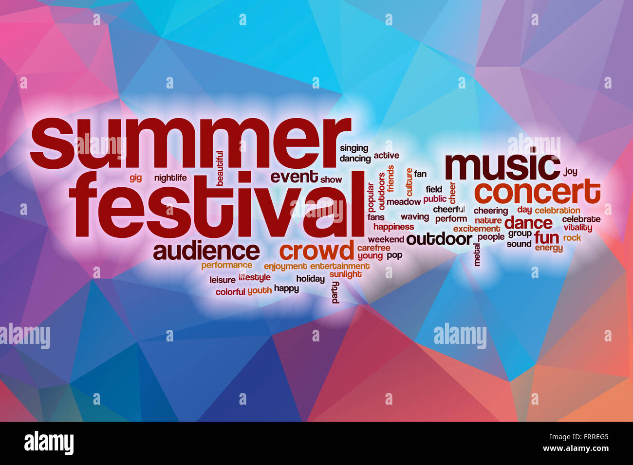 Summer festival word cloud concept with abstract background Stock Photo ...