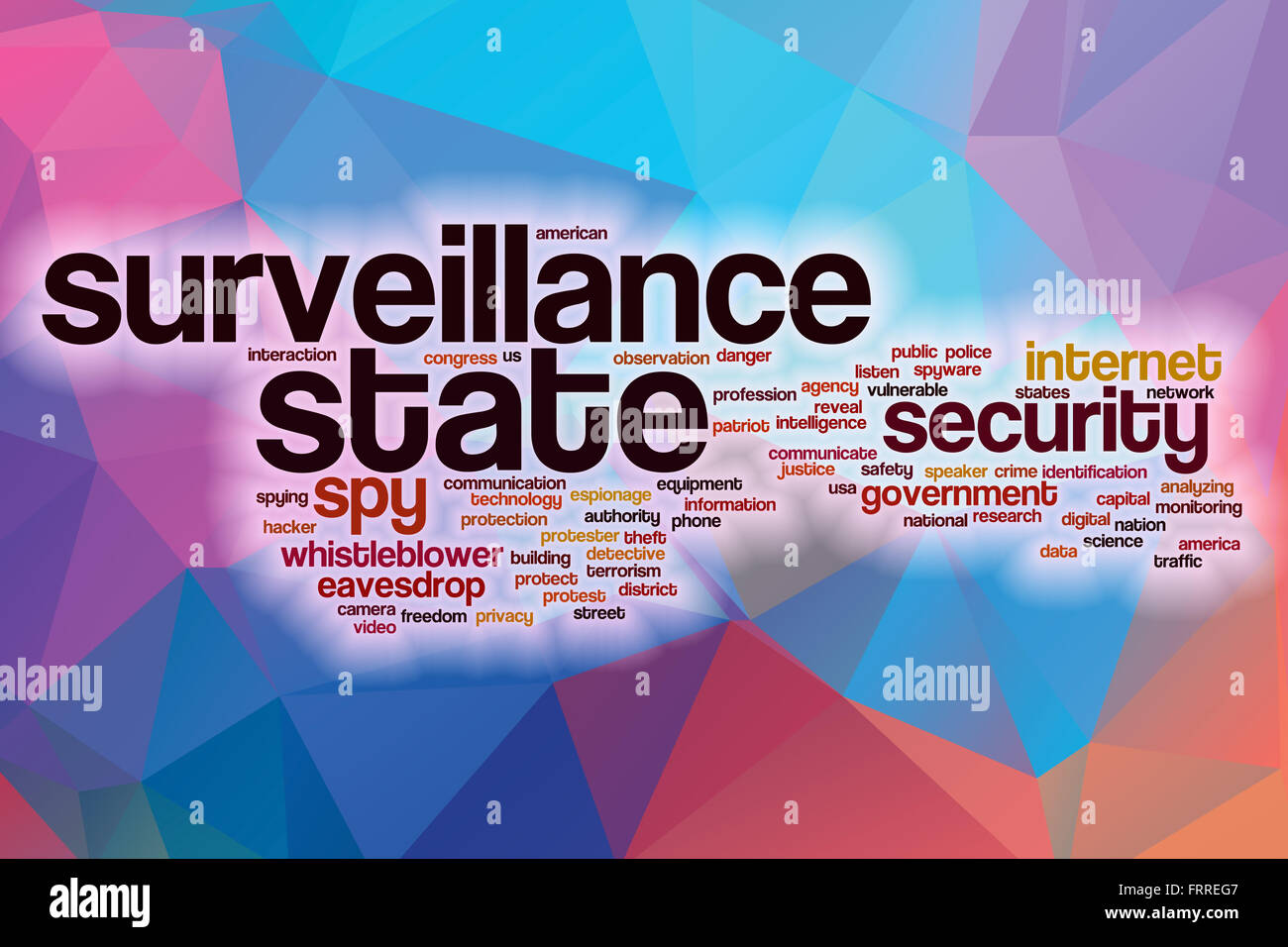 Surveillance state word cloud concept with abstract background Stock ...