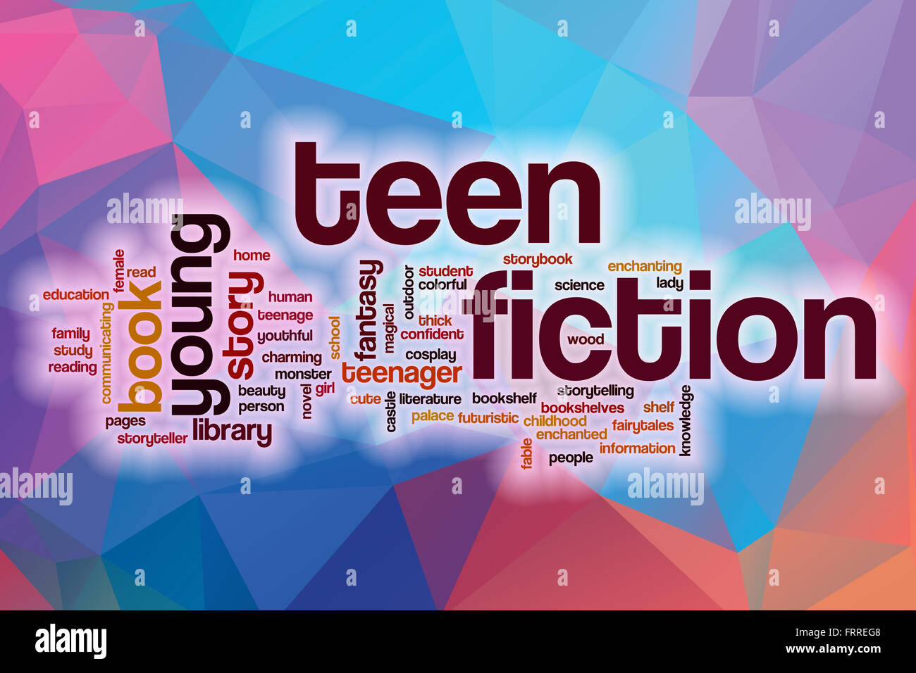 Teem fiction word cloud concept with abstract background Stock Photo ...