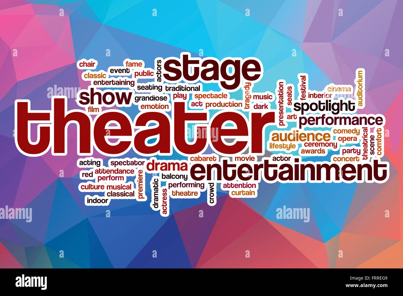 Theater word cloud concept with abstract background Stock Photo - Alamy