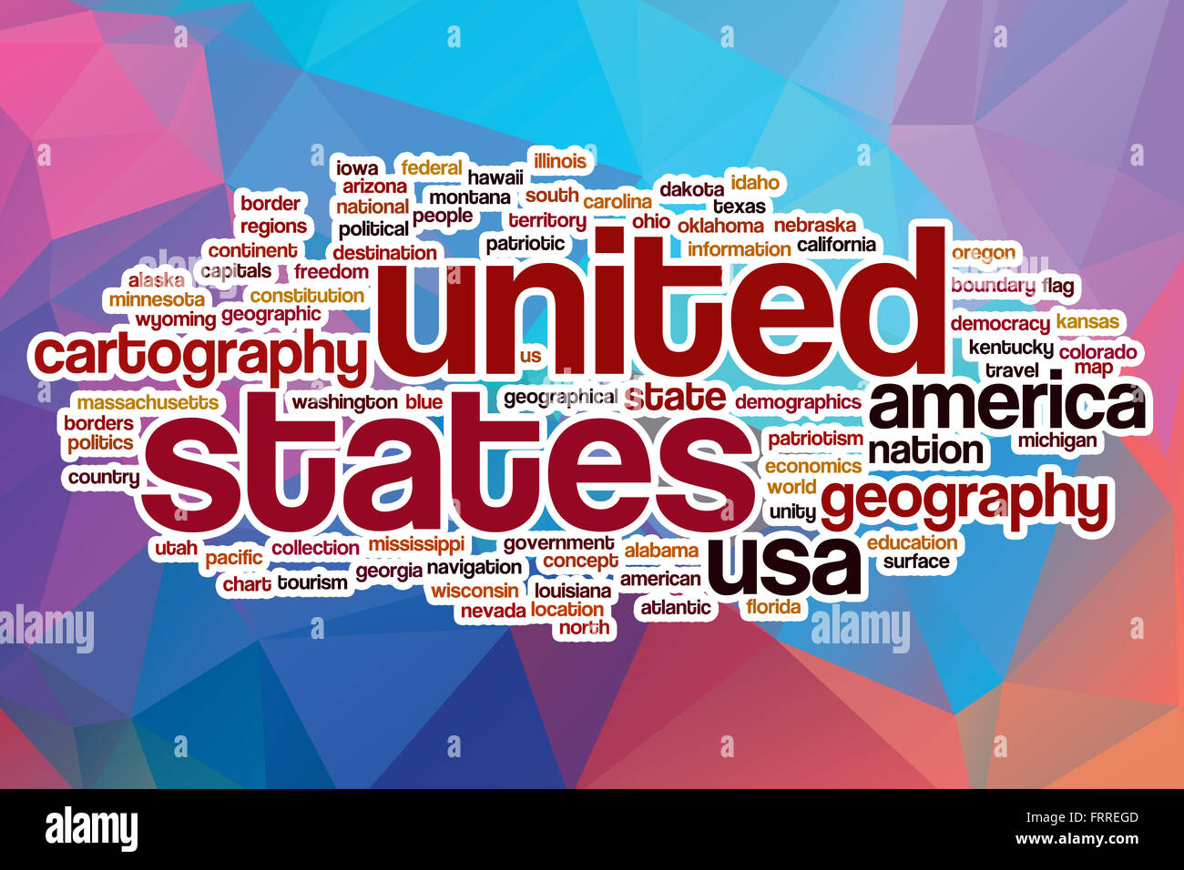 United States word cloud concept with abstract background Stock Photo ...