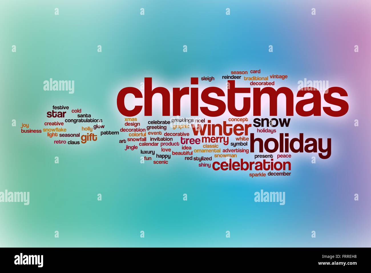 Christmas word cloud concept with abstract background Stock Photo - Alamy
