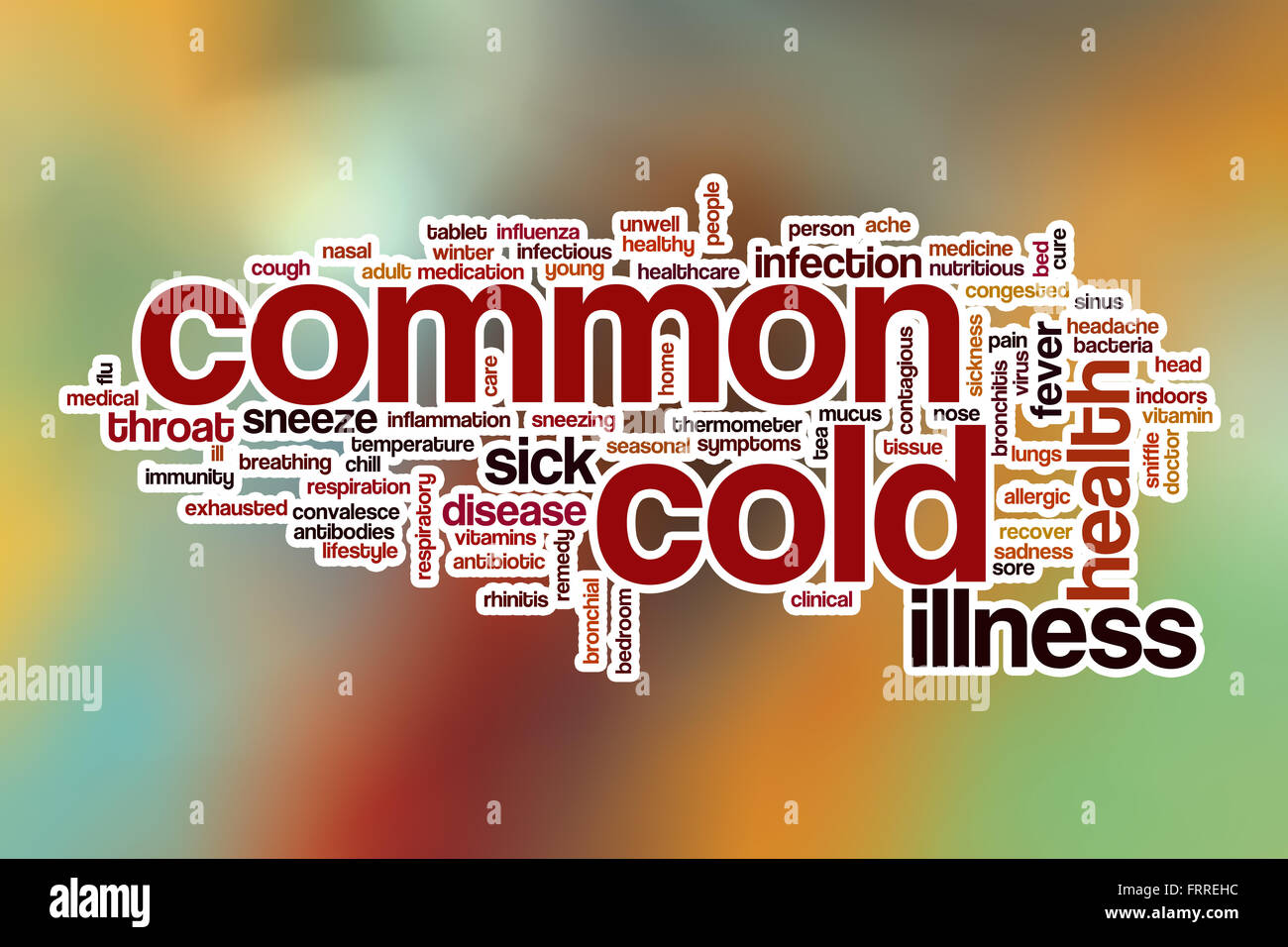 Common cold word cloud concept with abstract background Stock Photo - Alamy