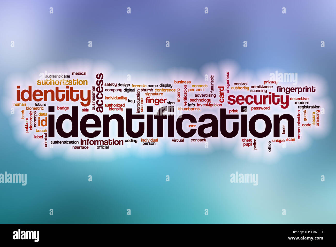 Identification word cloud concept with abstract background Stock Photo ...