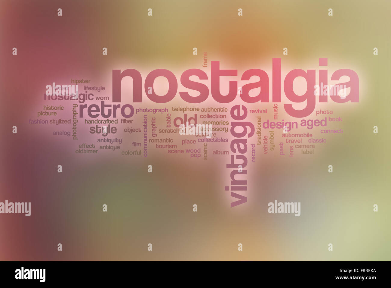 Nostalgia word cloud concept with abstract background Stock Photo - Alamy
