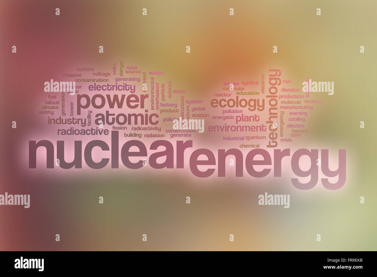 Nuclear energy word cloud concept with abstract background Stock Photo ...