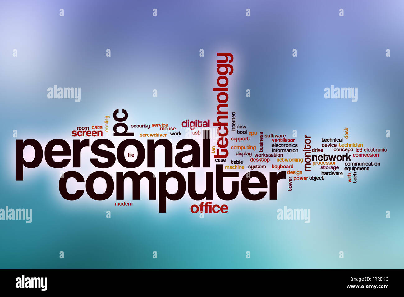 Personal computer word cloud concept with abstract background Stock ...