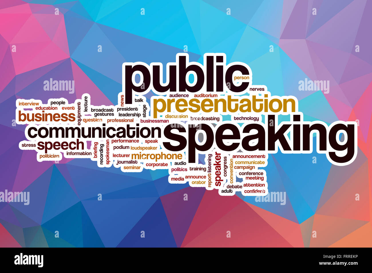 Public speaking word cloud concept with abstract background Stock Photo ...