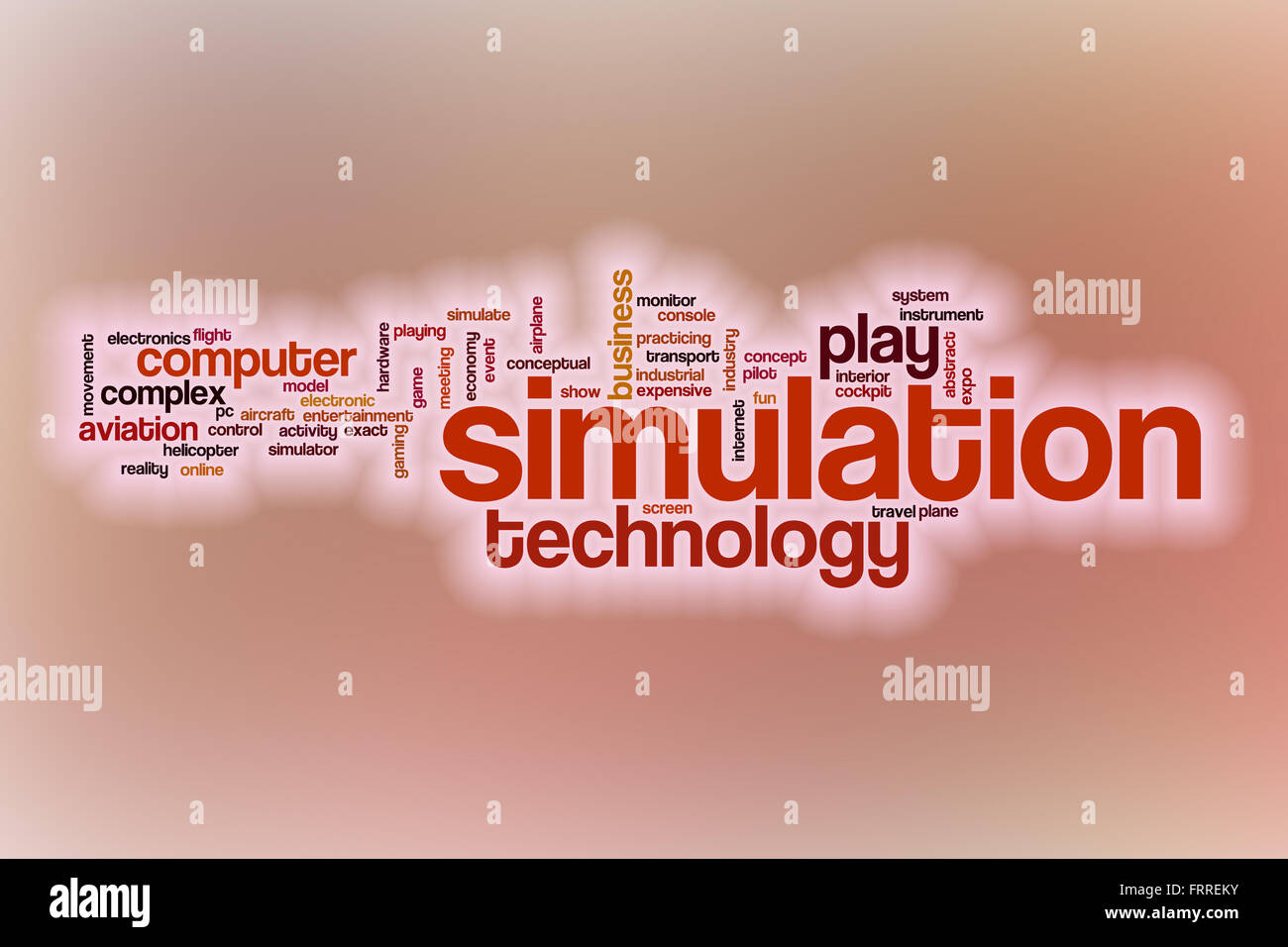 Simulation word cloud concept with abstract background Stock Photo - Alamy