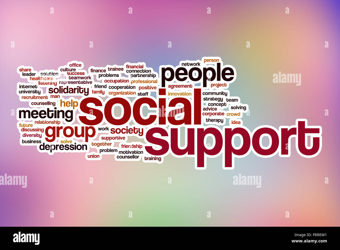 Social support word cloud concept with abstract background Stock Photo ...